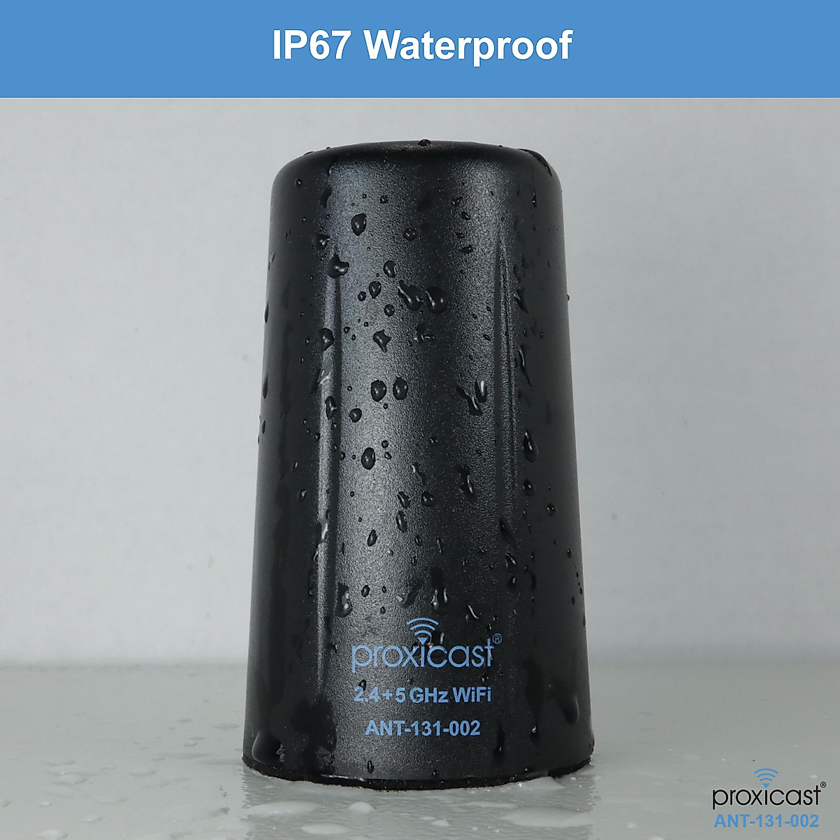 Proxicast Indoor/Outdoor Omnidirectional WiFi Antenna - Tri-Band 2.4/5.8/6 GHz - 3-5 dBi Gain - Vandal Resistant Low Profile Fixed Through-Hole Mount - 10 ft Coax Lead w/RP-SMA (ANT-131-002)
