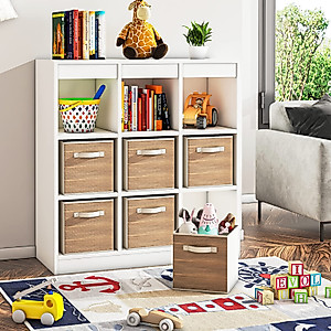 Wisdom Star 8 Pack Fabric Storage Cubes with Handle, Foldable 11x11 Inch Cube Storage Bins, Storage Baskets for Shelves, Storage Boxes for Organizing Closet Bins