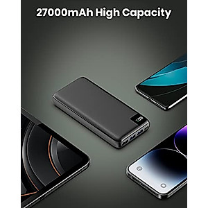 Bilivein Power Bank Portable Charger - 27000mAh Portable Phone Charger 22.5W Fast Charging PD QC3.0 External Battery Pack with 4 Outputs for iPhone, Samsung, Tablets
