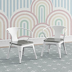 Delta Children Bistro 2-Piece Chair Set, White Metal/Grey Barnboard