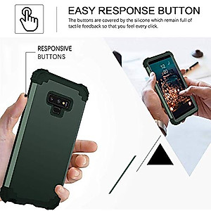 BENTOBEN Galaxy Note 9 Case, Phone Case Samsung Note 9, Heavy Duty 3 in 1 Rugged Hybrid Hard PC Soft Silicone Bumper Shockproof Drop Protective Girls Women Boy Cute Cover for Galaxy Note 9, Dark Green
