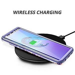 SURITCH Case for Galaxy S9, [Built-in Screen Protector] Hybrid Full-Body Protection Shockproof Rugged Bumper Soft Silicone Lavender Protective Cover for Samsung Galaxy S9 5.8 Inch (Purple Marble)