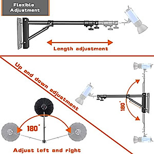 Wall Mounting Triangle Boom Arm for Ring Light, Support 180° Flexible Rotation, 28-51in Adjustable Length, Save Space, for Monolight, Softbox, Umbrella and Reflector