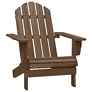 Tidyard Patio Adirondack Chair with Table Solid Fir Wood Brown Outdoor Fire Pit Chair Wooden Garden Armchair for Porch Pool Lawn Deck Backyard Balcony Outdoor