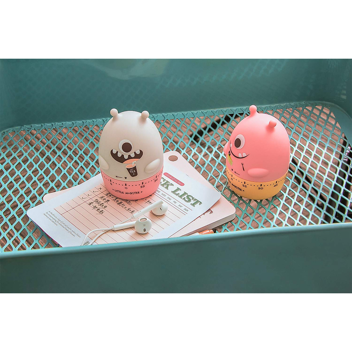 Ranvi Timer Small Monster Type Time Manager Mechanical Kitchen Timer, Suitable for Kitchen, Study, Daily(Gray)