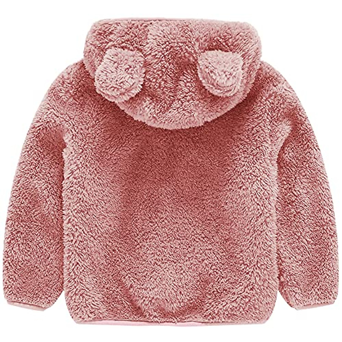 Karlywindow Toddler Baby Boy Girl Little Cute Bear Hoodie Jacket Sherpa Fuzzy Winter Warm Sweatshirt Coat A-pink