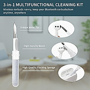 Cleaner Kit for Airpod, 3-in-1 Multifunctional Earbud Cleaning kit for Airpods Pro with Sponge, Soft Brush, Metal Tip, Portable Reusable Bluetooth Earbuds Cleaning Pen
