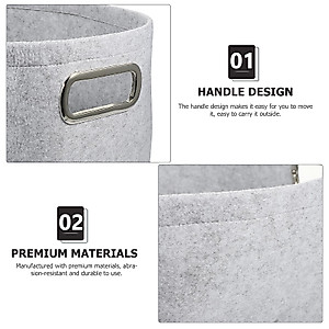 PRETYZOOM Felt Storage Basket, Foldable Storage Basket with Handle Fabric Drawers Storage Baskets Cube Shelf Organizer For Toys Blankets Clothes (24X35X31cm)