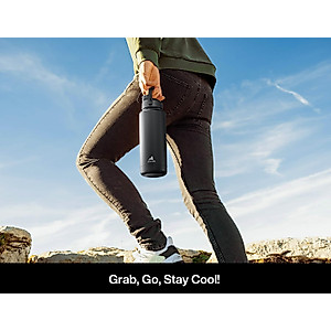 POWCAN 40 oz Insulated Water Bottle with 2-in-1 Straw and Spout Lid, Keep Cold 24H, Leak-Proof, BPA-Free, Double Wall Stainless Steel Water Bottle for Sports, Gym, Travel, and School (Black)