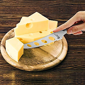 TUO Cheese Knife - Tomato Knife Fruit Knife 5.5" - Serrated Edge - German Steel Blade - Mutil-Use- Pakkawood Handle - Gift Box Included - Fiery Series