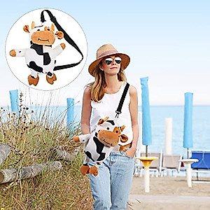 CALLARON Cow Crossbody Bag Cow Plush Backpack Cow Plush Purse Animal Crossbody Purse Exquisite Plush Bag for Women Girls
