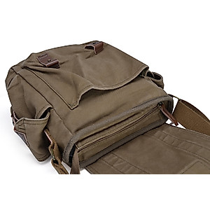 Gootium Canvas Messenger Bag - Small Vintage Shoulder Purse Crossbody Satchel, Olive Brown