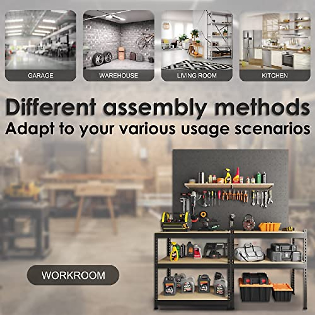 Prilinex Heavy Duty Storage Shelves - 35.5" W x 16" D x 71" H 5-Tier Adjustable Metal Garage Shelving Unit, Standing Utility Shelf Racks for Pantry Warehouse Kitchen, Black