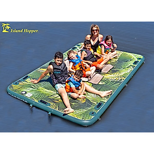Island Hopper Lakeside Tropical Graphics Series 10ft x 6ft inflatable water platform floating dock & bouncer slide (Platform Only)
