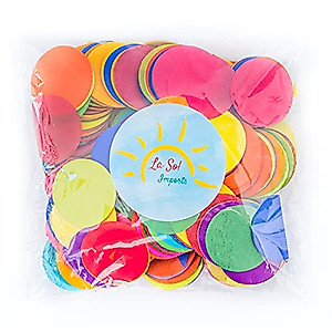 La Sol Imports Round Tissue Confetti Circle Dots Rainbow - Confetti for Party Table Wedding Celebrations Multicolor Biodegradable Paper Tissue 1 inch Circles, 1.4 Ounce (Pack of 1)