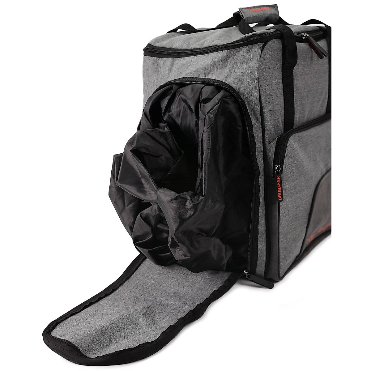 BRUBAKER Combo Ski Boot Bag and Ski Bag for 1 Pair of Ski, Poles, Boots, Helmet, Gear and Apparel - (190 cm) 74 3/4" - Gray