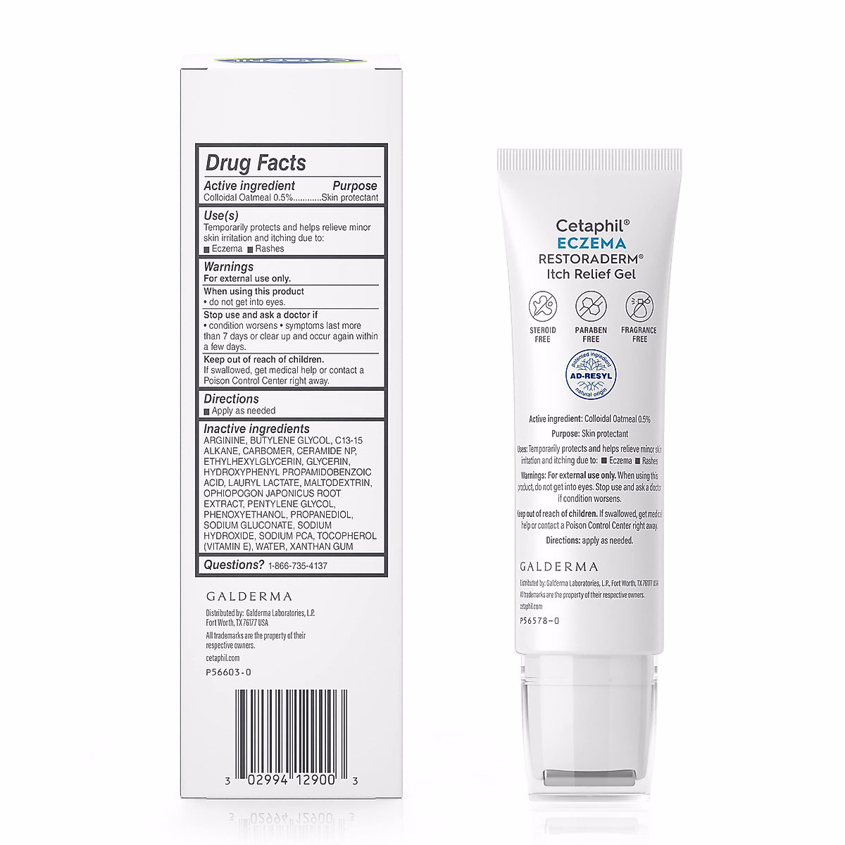CETAPHIL ECZEMA RESTORADERM Itch Relief Gel, For Eczema Prone Skin, 2 fl oz, Instantly Soothes, 12 Hour Itch Relief, 0.5% Skin Protectant Colloidal Oatmeal, Steroid Free