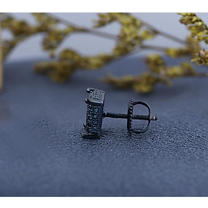 Dazzlingrock Collection 0.25 Carat Round Blue Diamond Cube Unisex Screwback Stud Earring (1 Pc Only) in Blue Plated 18K White Gold