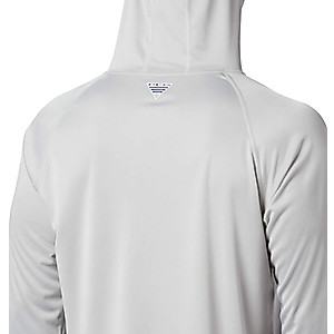 Columbia Men's Terminal Tackle Hoodie, Cool Grey/Vivid Blue Logo, Large