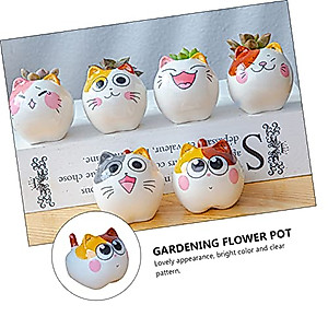 YARNOW Succulent Flower Pot Cat Mini Flower Planter Ceramic Flower Pot Decorative Cactus Planter Animal Bonsai Holder Animal Flower Pot Succulent Bonsai Pot Mini Pots Vase Ceramics Indoor