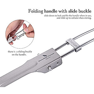 Boundless Voyage Titanium Kitchen Beefsteak Frying Shovel with Folding Handle Barbecue Spatulas Solid Turner Metal Spatula Ti1076T