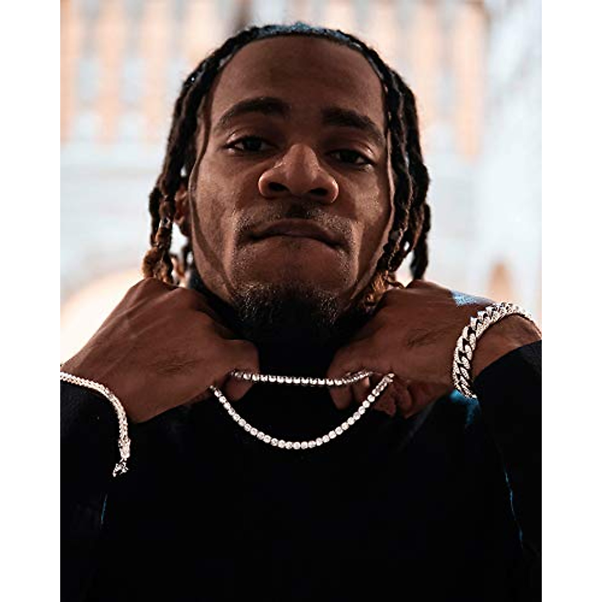 JINAO 18K Gold Plated 1 Row 4MM Rhinestone Iced Out Cubic Zircon Hiphop Tennis Necklace 20"