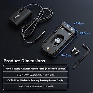 SmallRig NP-F Battery Adapter Mount Plate with LP-E6NH Dummy Battery, for Canon EOS R5/R5C and BMPCC 4K/6K, with USB-C Port and Dual DC Outputs Compatible with NP-F970, NP-F550, NP-F770-4340