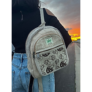 shroom hemp backpack, Small backpack, cotton stripe backpack, hippie backpack, trekking backpack, traveling backpack, nepali backpack, himalayan backpack, hemp backpack, small hemp backpack