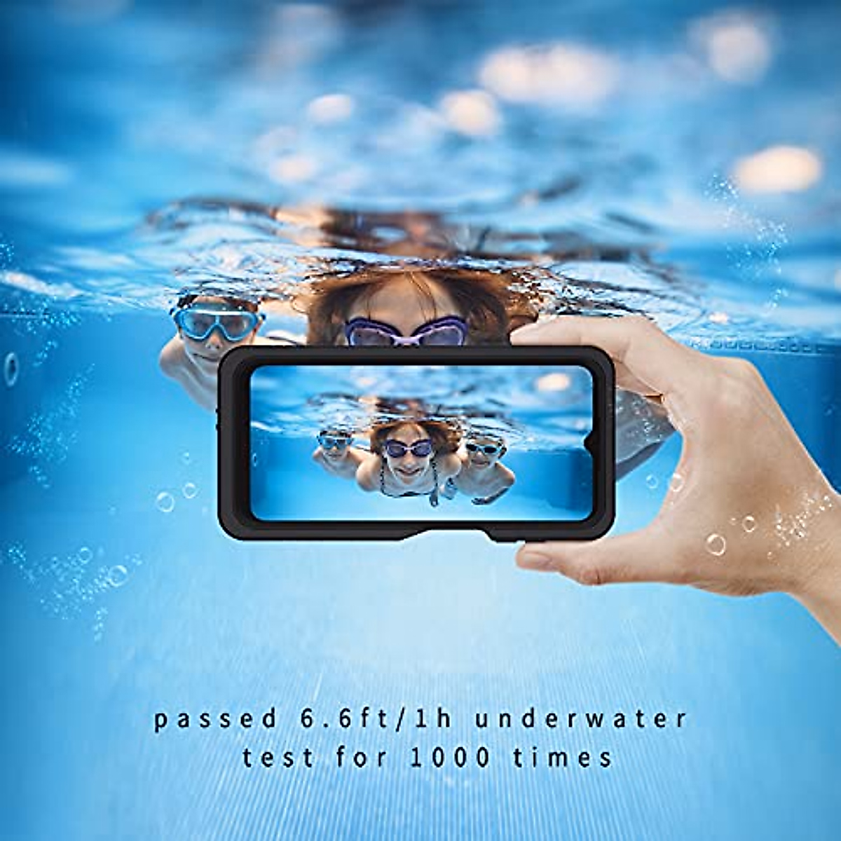 Lanhiem Samsung Galaxy A12 Case, IP68 Waterproof Dustproof Case with Built-in Screen Protector, Full Body Heavy Duty Shockproof Protective Cover for Galaxy A12 6.5 Inch (Black/Clear)