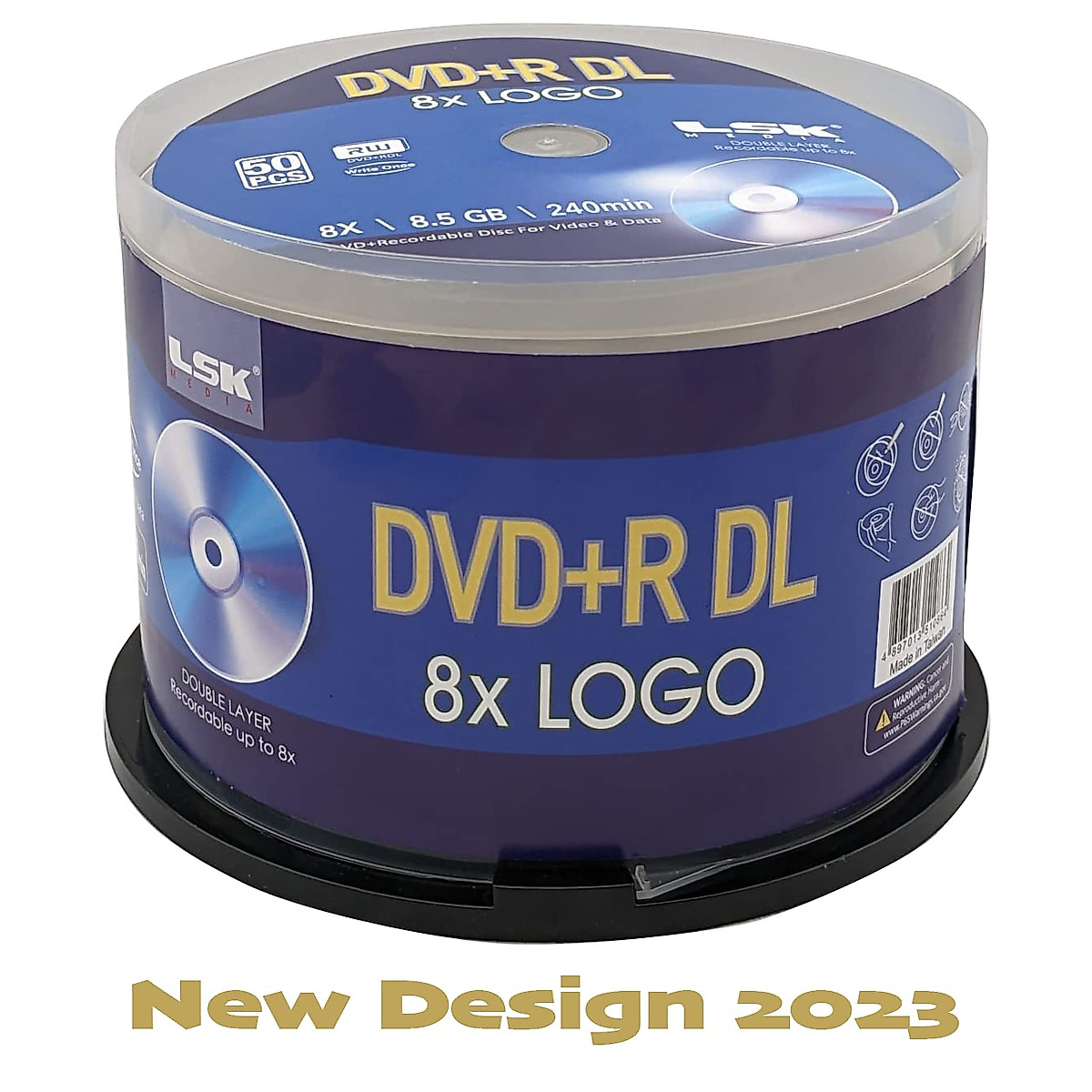DVD+R DL Double Layer Logo 8X 8.5GB 240min Video – LSK Media Logo Top, 50 Pack in Spindle | Blank DVDs for Burning Video | DVD Discs Blank | Recordable DVDs