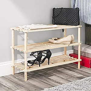 Home Basics 12 Pair / 3 Tier Wooden Shelves Shoe Rack