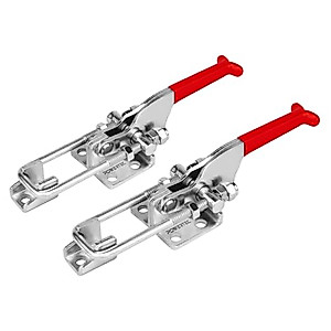 POWERTEC 2PK Toggle Clamp, 700 lbs Holding Capacity, 431 Adjustable U Bolt Latch w/Antislip Hand Grip for Woodworking Jigs & Fixtures, Smoker, Tire Carrier, Tool Box, Cabinet, Truck (20307-P2)