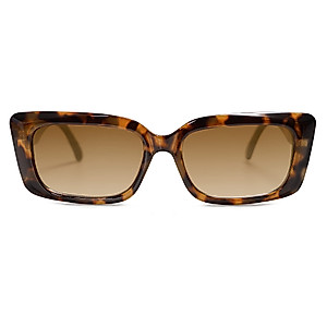 SOJOS Trendy Rectangular Sunglasses Womens Face 90's Retro Shades Sunnies Gafas de sole Chunky Angular Cornor Frame SJ2238 Demi