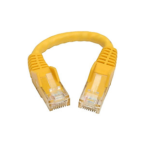 Tripp Lite Cat6 Gigabit Ethernet Snagless Molded Patch Cable, 24 AWG 550Mhz Premium UTP, Yellow GbE RJ45 M/M 6in 6" (N201-06N-YW)