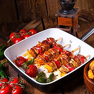 3.5 Inch Bamboo Skewers 100PCS Food Appetizer Toothpicks Wide Flat Paddle Bamboo Wood Picks for Cocktail, Marshmallow, Fruit, Grilling, Drink, BBQ, Barbecue, Yakitori Chicken, Fondue, Roasting