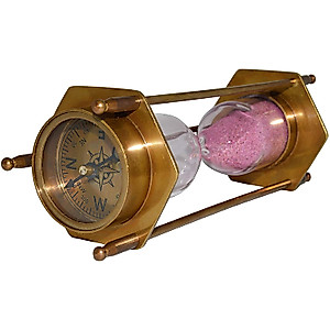 Antique Brass 5 inches Sand Timer, 5.75'' Brass Pirate Hourglass.