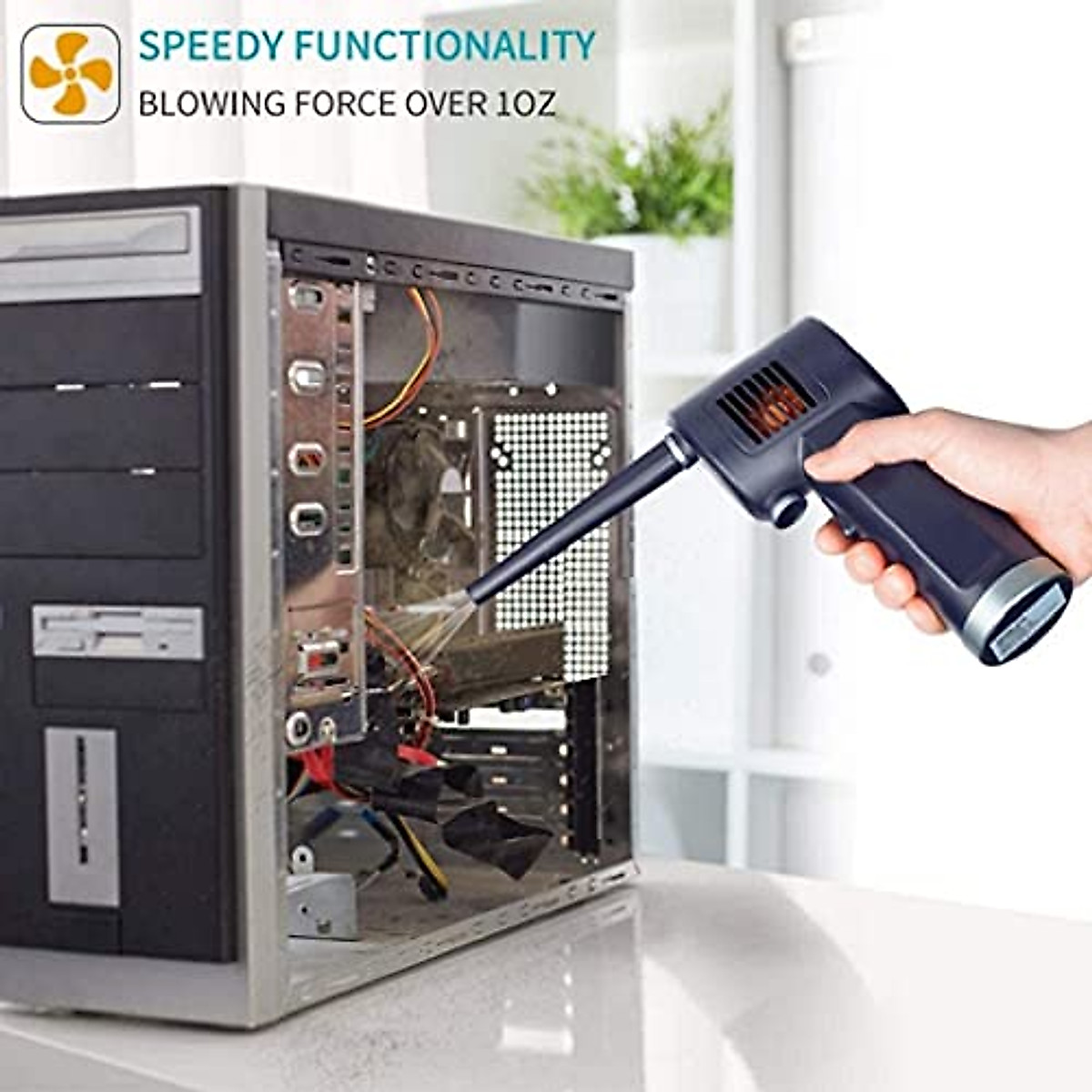 ALAGOON Cordless Electric Air Duster, Powerful 33000 RPM Air Blower, Replacement for Canned Air Spray Cans，Computer Keyboard Cleaner,10W Fast Charging(Blue)