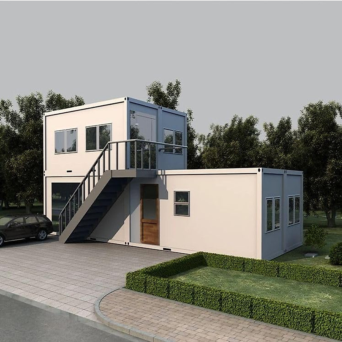 Double-Storey barn Homes 2024 Folding prefab House Expandable Tiny Home for Adults, Portable prefab House with bedrooms, Bathroom, Kitchen | Modular Container Tiny Steel Home Brown Color (20 FT)