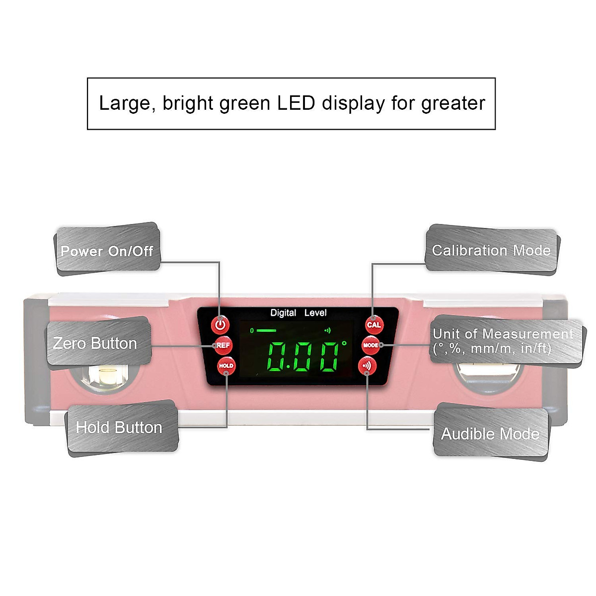 10-Inch Digital Torpedo Level and Protractor | Neodymium Magnets | Bright LED Display | V-GROOVE MAGNETIC BASE | IP54 Dust/Water Resistant smart level with Carrying Bag