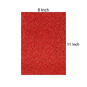 YZH Crafts Glitter Cardstock Paper,No-Shed Shimmer Glitter Paper, DIY Party Deco, 10 Sheets 8 Inch X 11 Inch, A4 Size (Red)