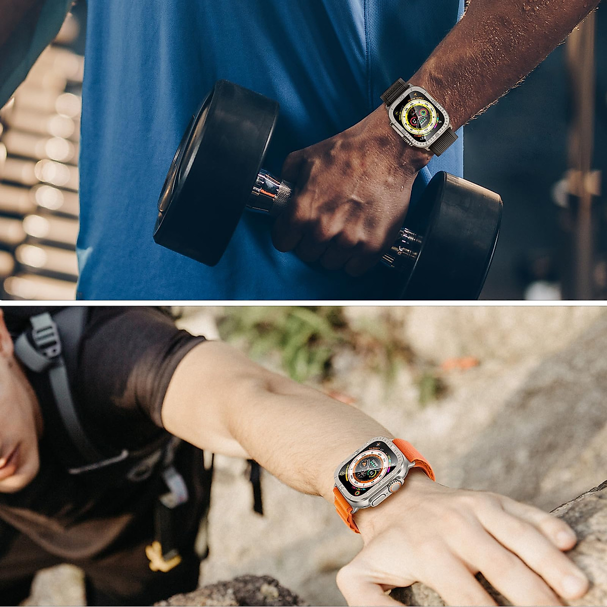 Amizee 2 Pack Metal Case Compatible with Apple Watch Ultra/Ultra 2 Screen Protector Case 49mm with Tempered Glass, Metal Frame Built in HD Glass Protective Cover for iWatch 49mm (B-Numeric Titanium)