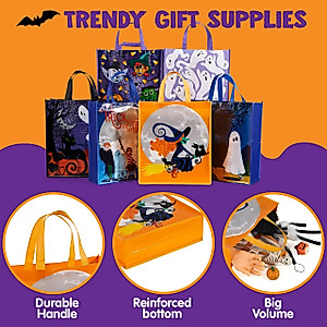 JOYIN 12 Halloween Large Treat Goody Tote Bags 17” x 15” for Halloween Trick or Treat Candy Bags, Gift Goodie Bags, School Classroom Bags, Party Favor Supplies