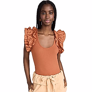 Ulla Johnson Women's Koa Top, Auburn, Orange, M