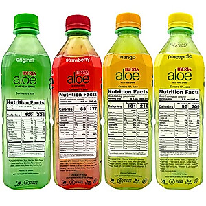 Iberia Aloe Vera Drink with Pure Aloe Pulp, Variety, (Pack of 8) 2 x Original, 2 x Mango, 2 x Pineapple, 2 x Strawberry