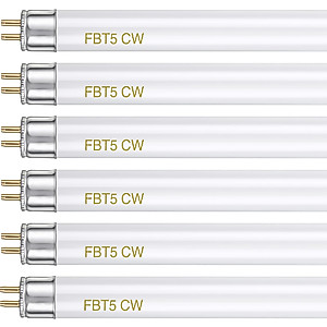 Hiboom 6 Pack F8T5 4100K Fluorescent Light Bulbs with G5 Mini Bi Pin Base, 12 Inches 8W Cool White T5 Tube Replacement for Under Cabinet Light, Kitchen, RV, Closet