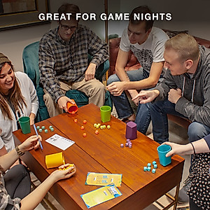 Brybelly Farkle with Friends - 2-6 Player Dice Game for Family Game Night - Includes 6 Dice Cups, 36 Dice, Scorecards, and Instructions