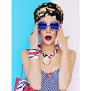 3 Pieces Women Turban Head Wrap Pre-Tied Bonnet Beanie Hat Sleeping Cap Headwrap (Retro Pattern) Multicoloured