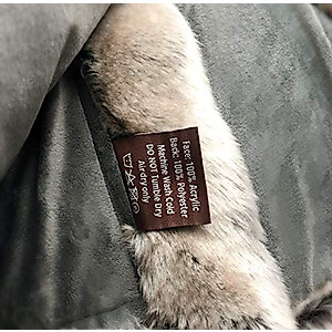 Eikei Luxury Faux Fur Throw Blanket Super Soft Oversized Thick Warm Afghan Reversible to Plush Velvet in Tan Grey Wolf, Cream Mink or Blush Chinchilla, Machine Washable (Ombre Beige, 60Wx70L)