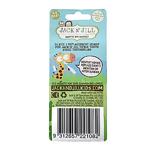 Jack N' Jill Tickle Tooth Sonic Electric Toothbrush Replacement Heads - Gentle Cleaning, Made for Tiny Teeth, LED Inspection Light, Extra Soft Bristles, for Babies & Kids - (1 Pack - Set of 2)