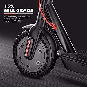 MoNiBloom E Scooter 19 Mph & 16 Mile Range, 8.5" Solid Tires Electric Kick Scooter w/Maximum Grade Climb of 15%, Cruise Control, IP4 Waterproof Load 330lbs Folding Commuting Scooter for Adults & Teens